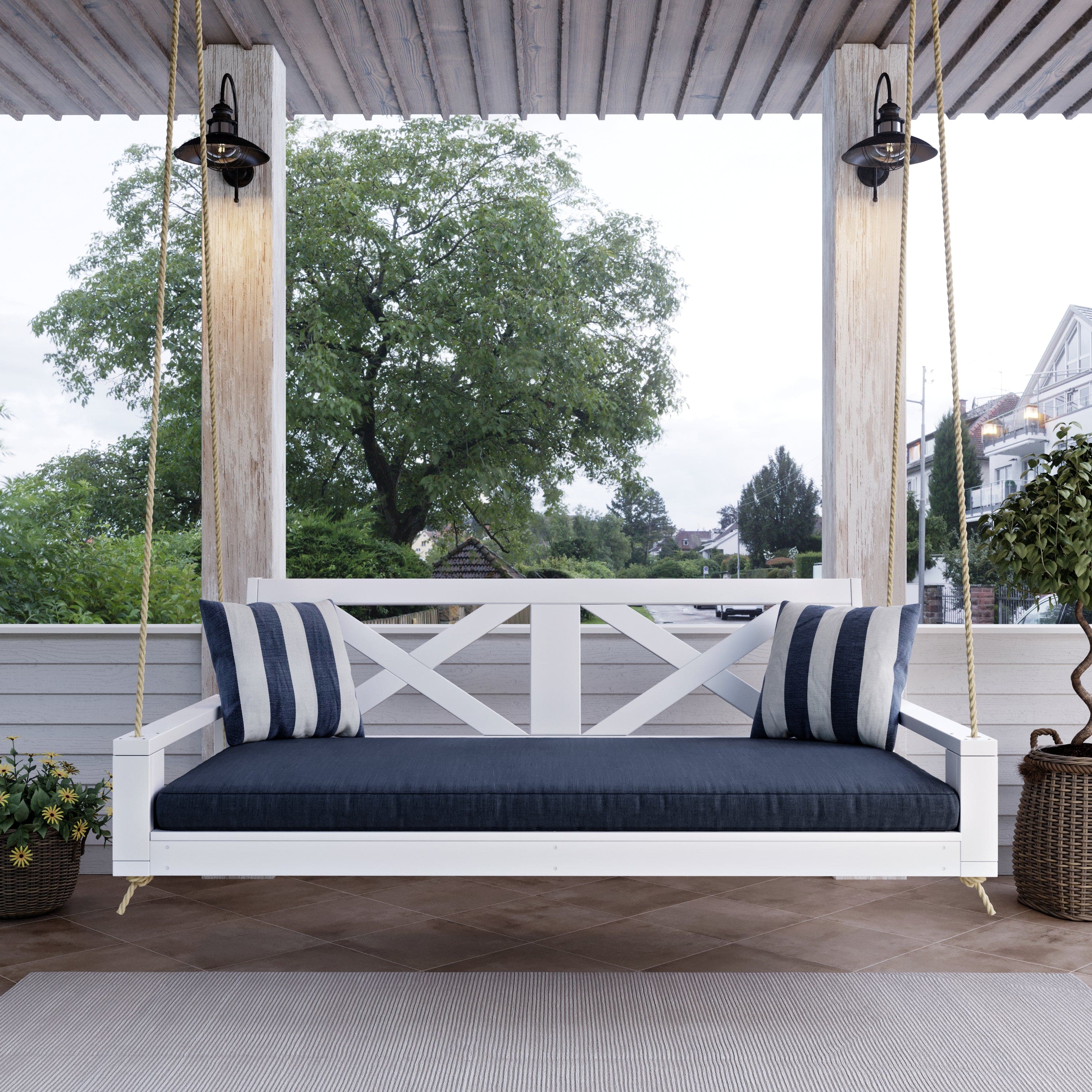 Amish Casual Malvern Porch Swing Bed, Twin White – Amish Lane